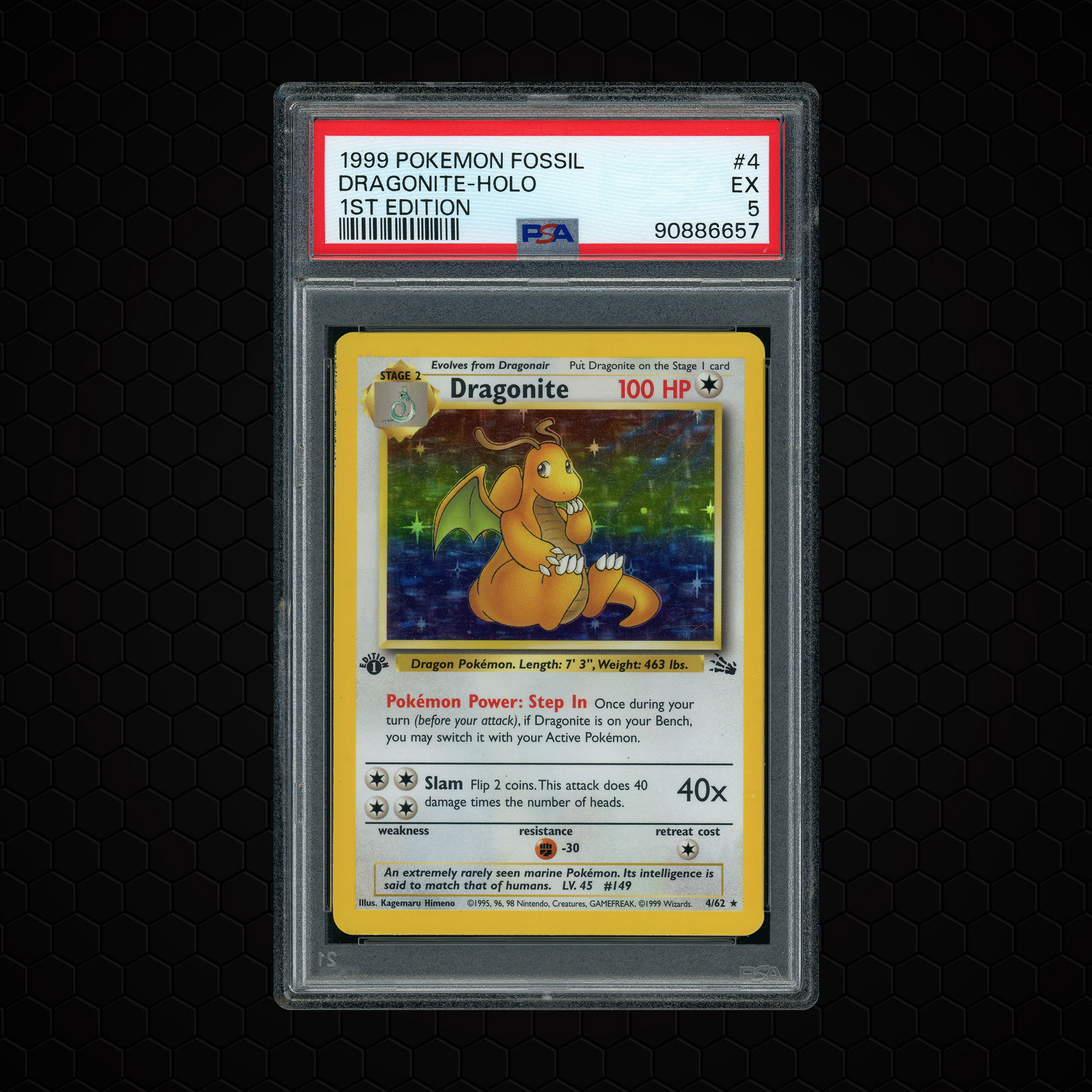 1999 Fossil 1st Edition Dragonite #4 PSA 5 - 4703